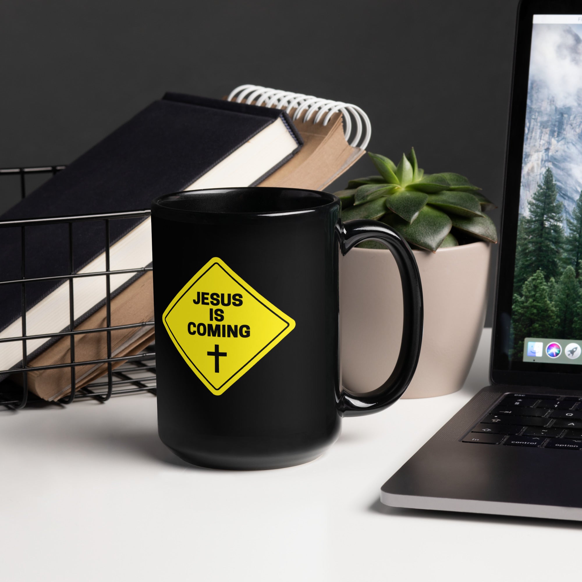 Black Glossy Mug (Jesus is coming) – Holy Armor